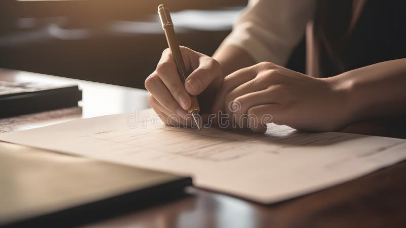 Working in Office Desk Taking Notes Business Generative Ai Stock ...