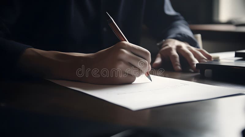 Working in Office Desk Taking Notes Business Generative Ai Stock ...