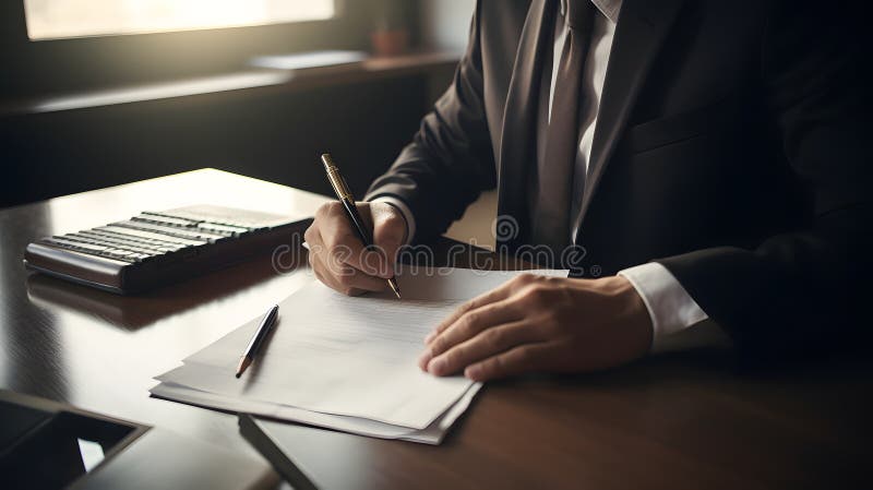 Working in Office Desk Taking Notes Business Generative Ai Stock ...