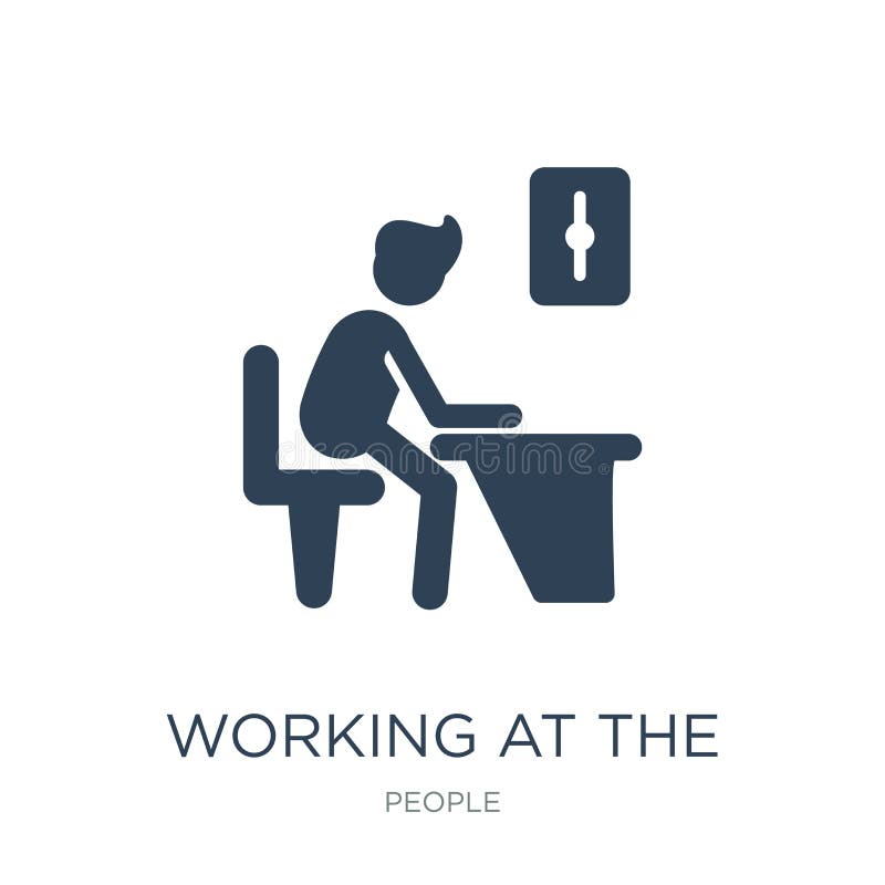 Working at the Office Icon in Trendy Design Style. Working at the ...