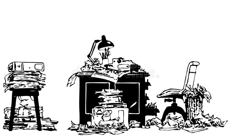 Working Office Place in Mess Vector 11 Stock Illustration ...