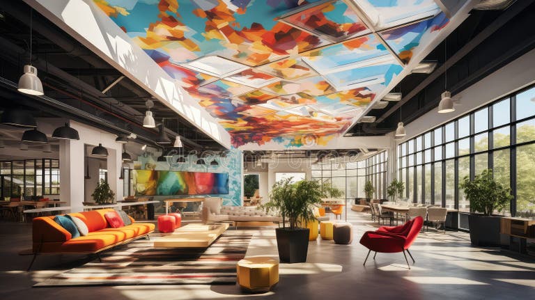 Working Office Space Ceiling Stock Illustration - Illustration of ...