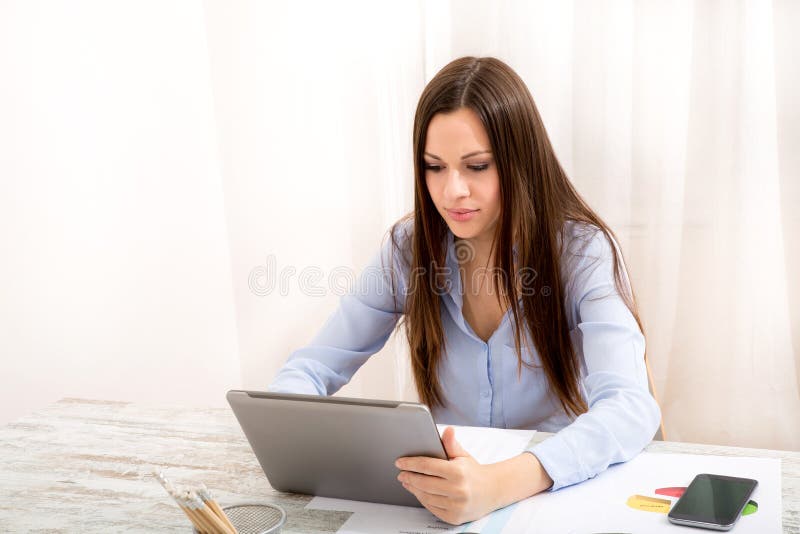 Working at the Office with the Tablet Stock Photo - Image of occupation ...