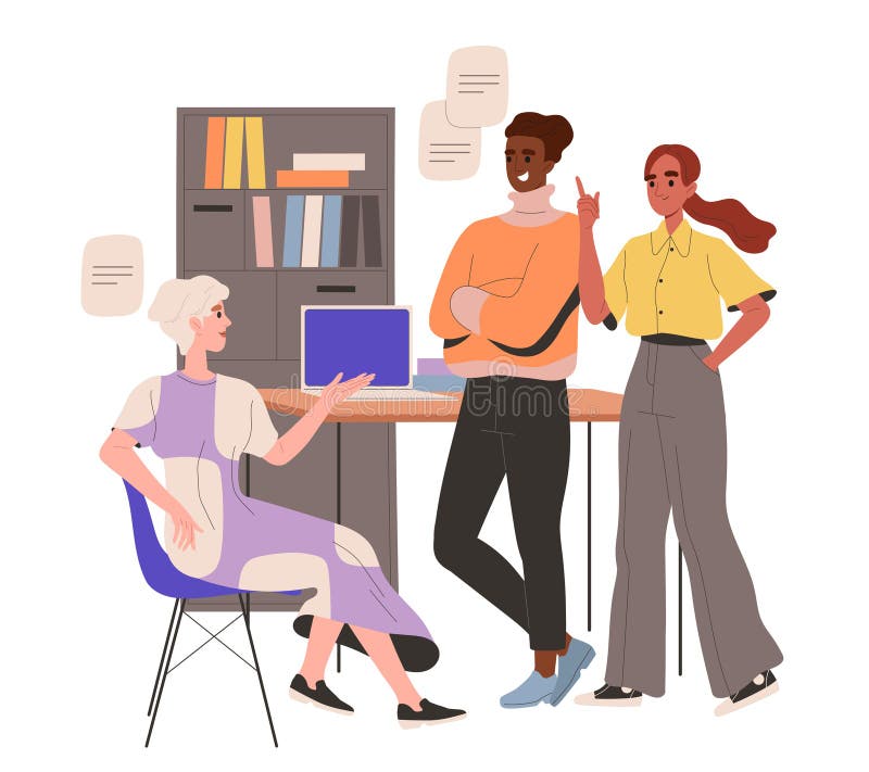 Working in Office in Team Vector Concept Stock Vector - Illustration of ...