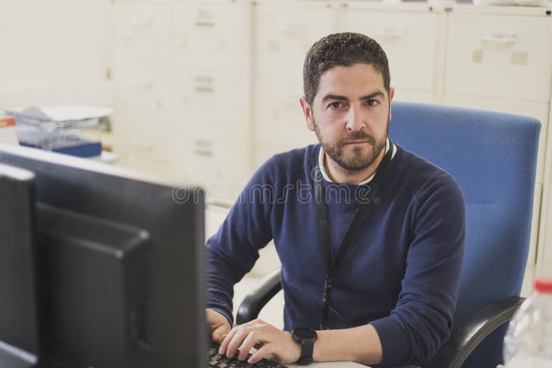 Working Office Worker Looking for Portrait Stock Photo - Image of ...