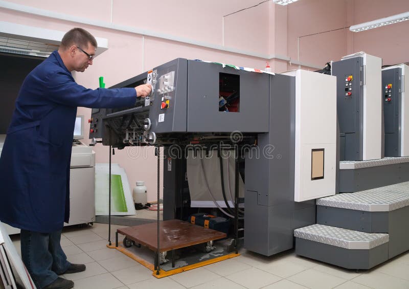Printer Working at His New Offset Machine Stock Image - Image of ...