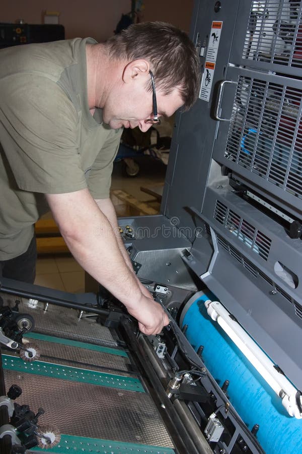 Working offset printer stock photo. Image of production - 9254186