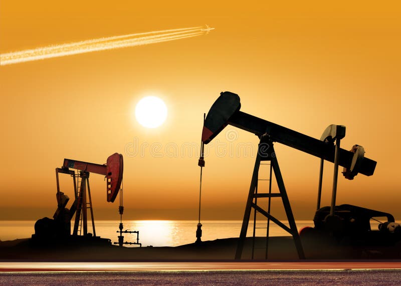 Working oil pumps stock photo. Image of drilling, corporate - 15885606