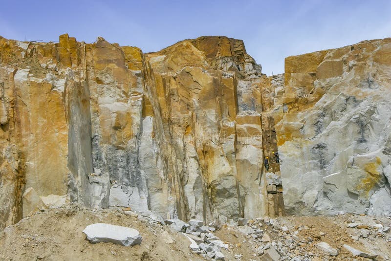 Working in the Open Pit of Marble Stone Stock Image - Image of excavate ...