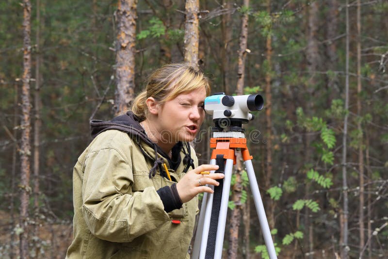 Working with the Optical Level Stock Image - Image of engineering ...