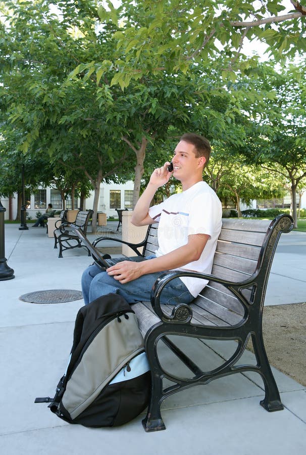 Working outside on a bench stock image. Image of trees - 2813239