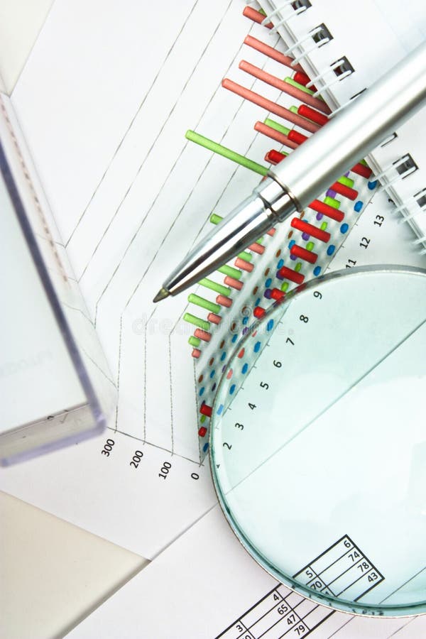 Working Paper with a Diagram Stock Image - Image of magnifying, chart ...