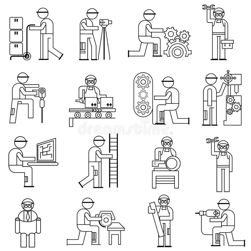 Working people in factory stock illustration. Illustration of cargo ...