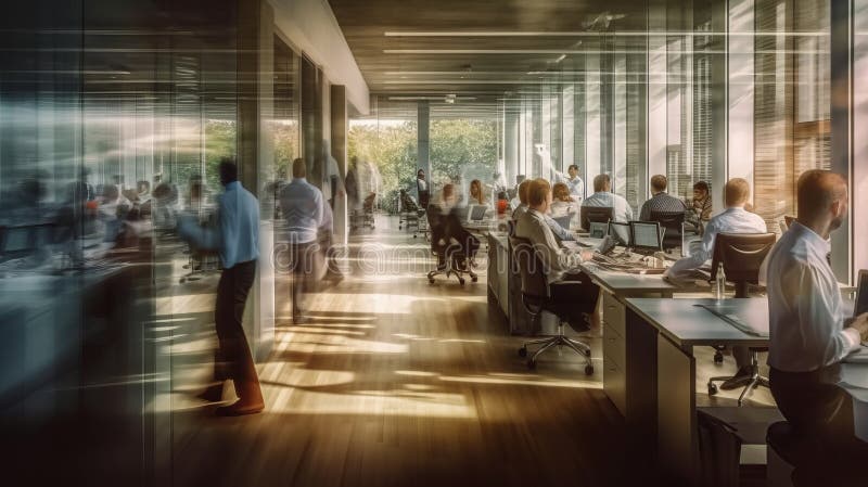 Working People in the Office Motion Blur. Generative AI Stock ...