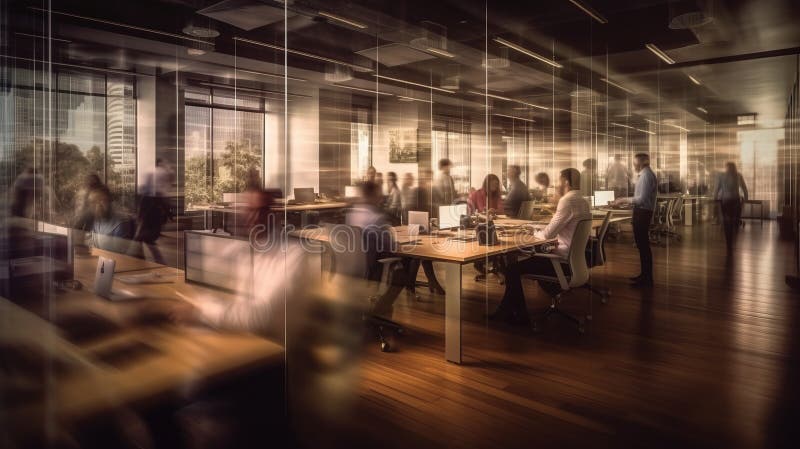 Working People in the Office Motion Blur. Generative AI Stock ...