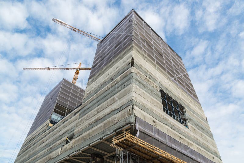 Working Place with Skyscraper Under Construction Stock Image - Image of ...