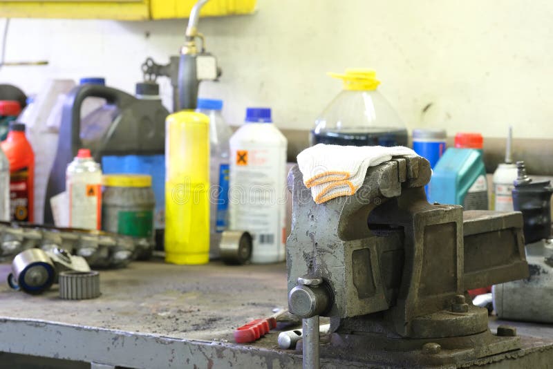 Working Place in a Car Repair Station Stock Photo - Image of garage ...