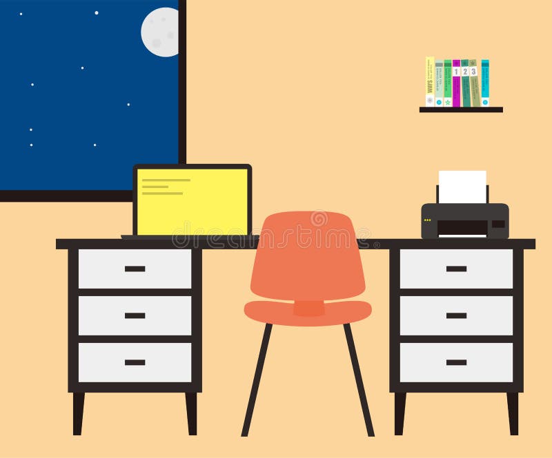 Working Place, Computer and Other Things on the Desk, Vector ...