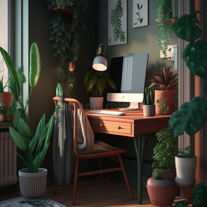 Working Place. Cozy Work Space Stock Vector - Illustration of ...