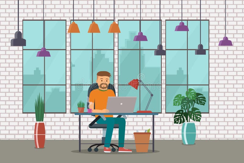 Working Place, Creative Office. Vector Illustration Stock Illustration ...
