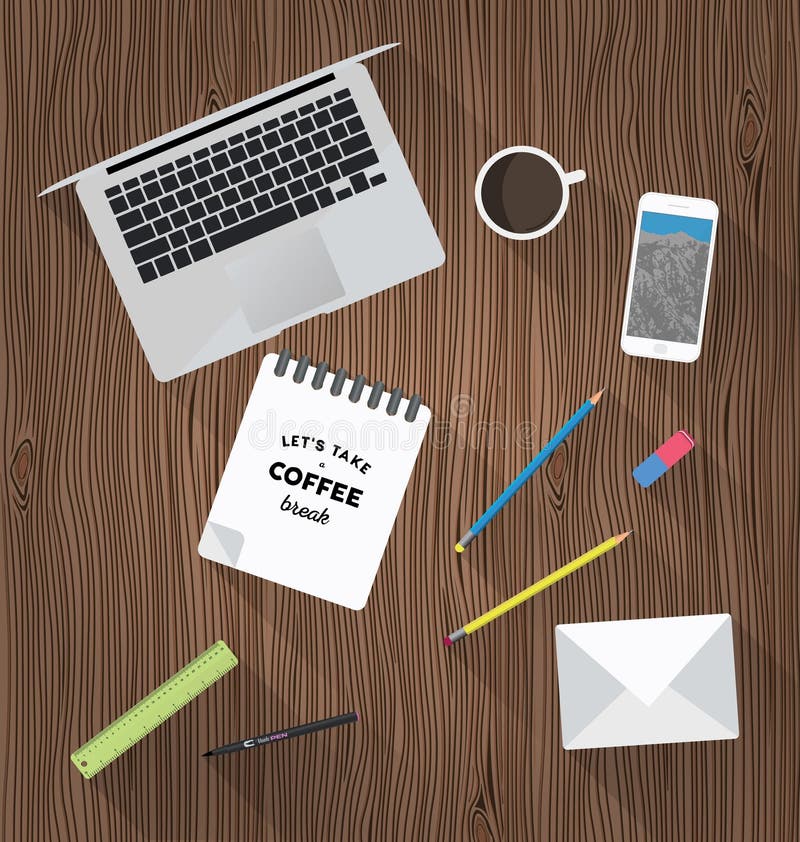 Working Place in Flat Design. Constructor of Your Own Work Space Stock ...