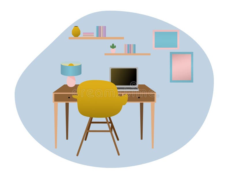 Working Place at Home Vector Illustration. Stock Vector - Illustration ...