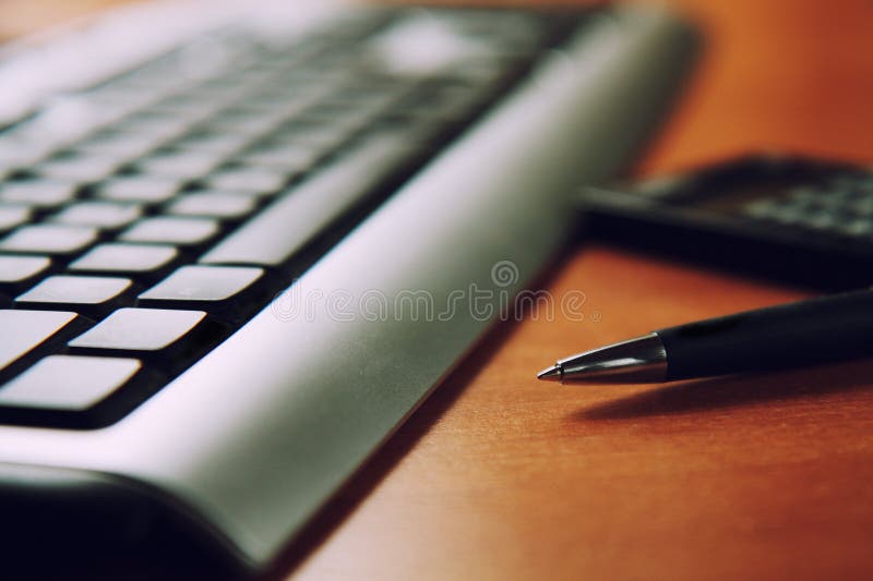 Working Place with Keyboard Stock Photo - Image of calculating, silver ...
