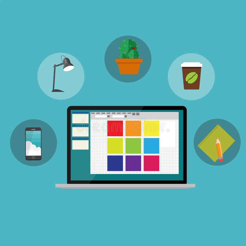 Working Place Modern Office Interior Flat Design Stock Vector ...