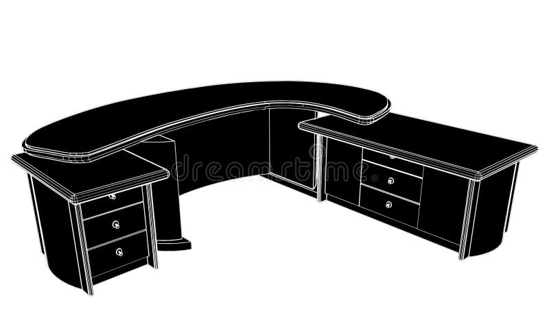 Office Table Plan Front Side Perspective View Stock Vector ...