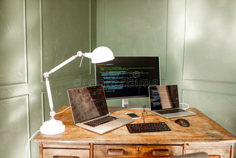 Programmer working place stock photo. Image of office - 132058104
