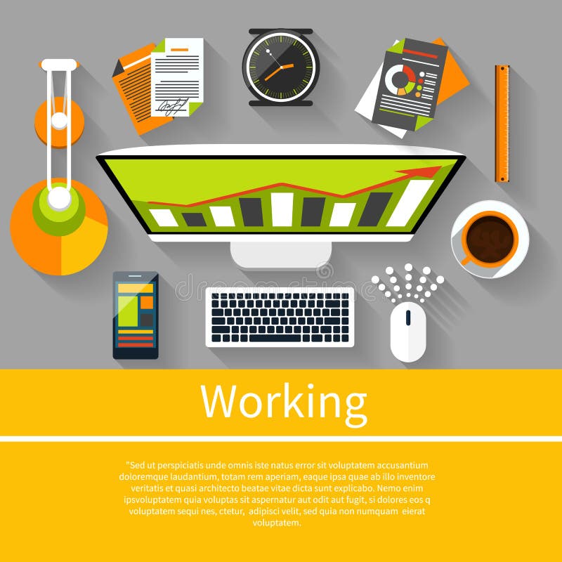 Working Place Witn Equipment Stock Vector - Illustration of lamp ... Working Place Witn Equipment Stock Vector - Illustration of lamp ...