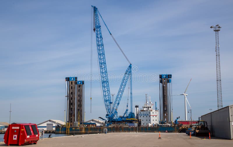 The Working Platform A2 Sea at the Port of Fredrikshamn Denmark ...