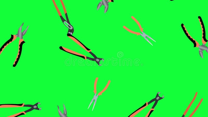 Working Pliers Tools Elements Graphic Animation, on Green Screen Chroma ...