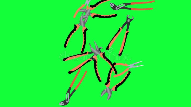 Working Pliers Tools Elements Graphic Animation, on Green Screen Chroma ...