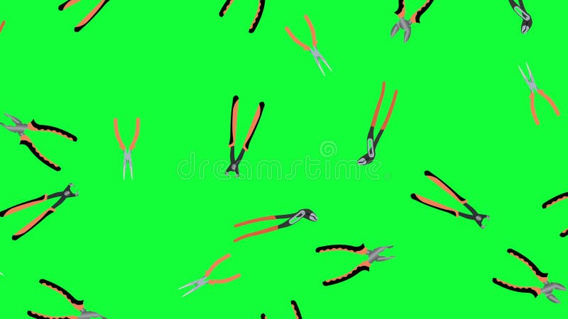 Working Pliers Tools Elements Graphic Animation, on Green Screen Chroma ...