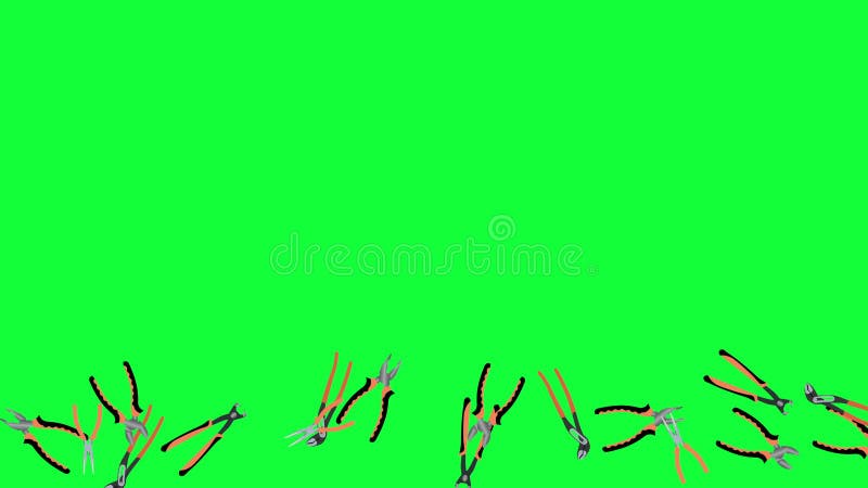 Working Pliers Tools Elements Graphic Animation, on Green Screen Chroma ...