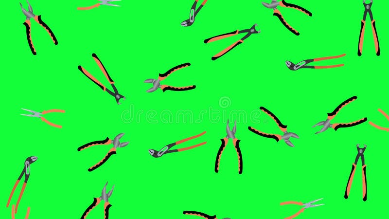 Working Pliers Tools Elements Graphic Animation, on Green Screen Chroma ...
