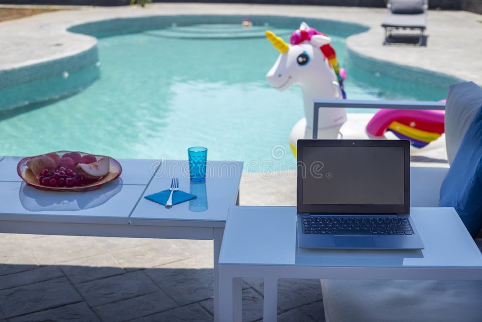 Working by the Pool, Home Office, Pool Office for the Summer Stock ...