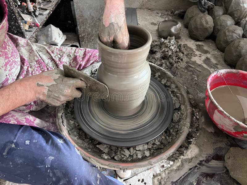 Working in a Pottery Studio Stock Image - Image of ceramics, creativity ...