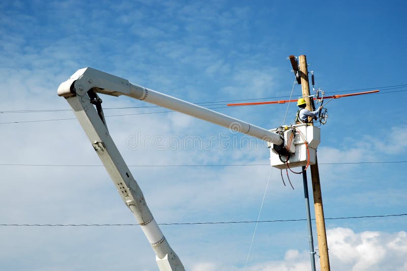 Working on Power Lines stock photo. Image of pole, power - 3546844
