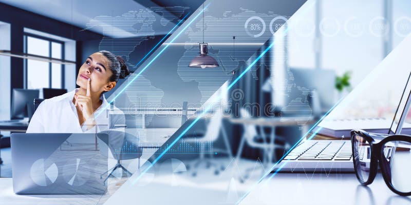 Working Process and Business Strategy Concept with Thinking Young Woman ...