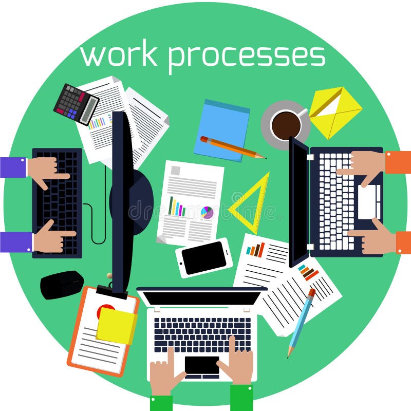 Working Process of Business Team Concept Stock Vector - Illustration of ...