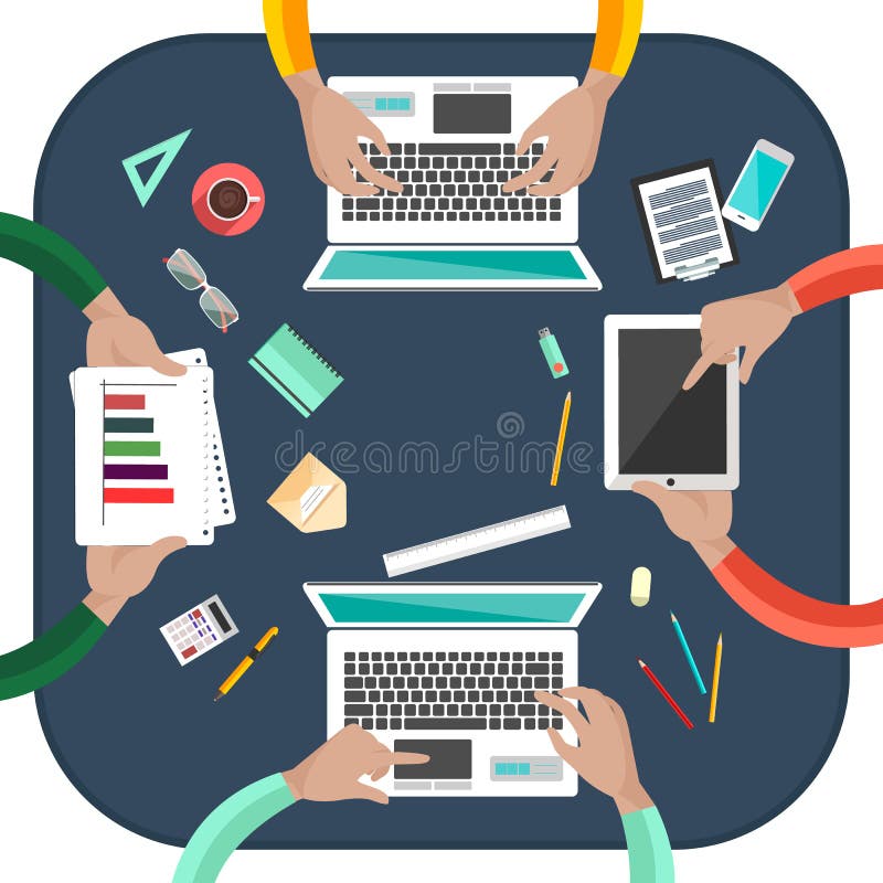 Business Man Working on Computer Overloaded Documents Paperwork Problem ...