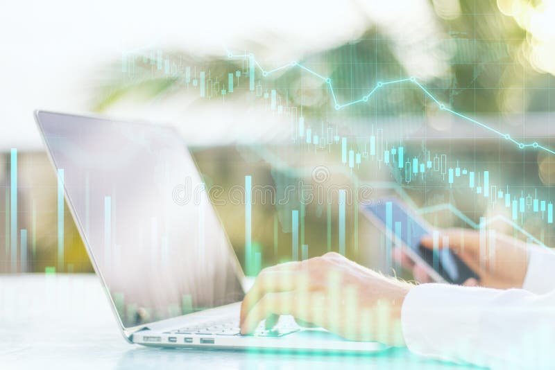 Working Process: Businessman with Laptop and Smartphone Stock ...