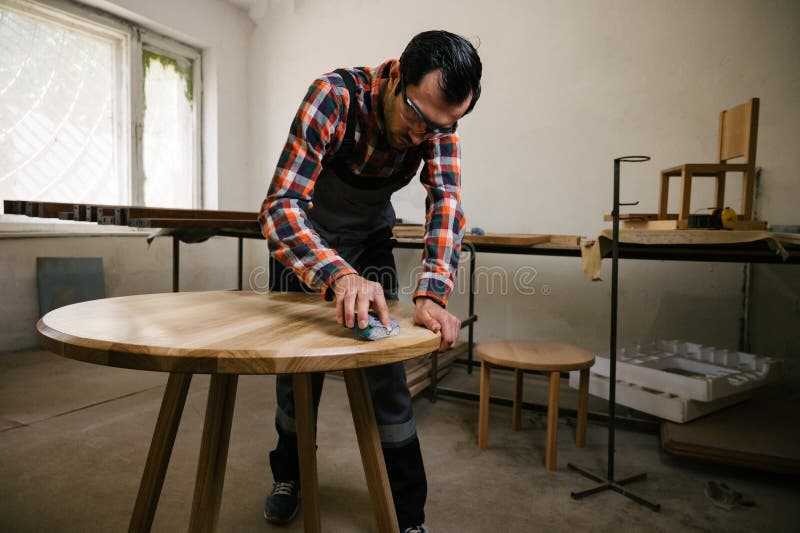 Working Process in the Carpentry Workshop Stock Photo - Image of manual ...