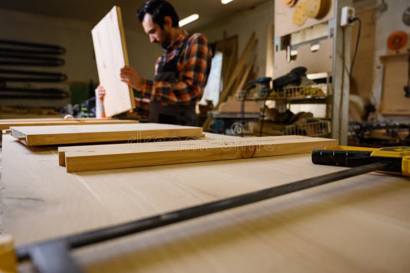 Working Process in the Carpentry Workshop Stock Image - Image of ...