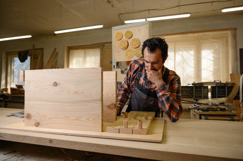 Working Process in the Carpentry Workshop Stock Image - Image of people ...