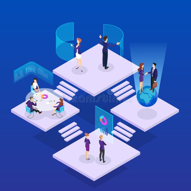 Working Process Concept. Business People Work in Team Stock Vector ...