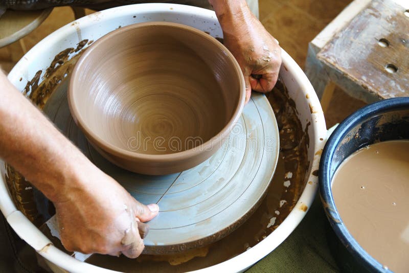 Potter Working with Clay on Wheel Stock Image - Image of pottery ...