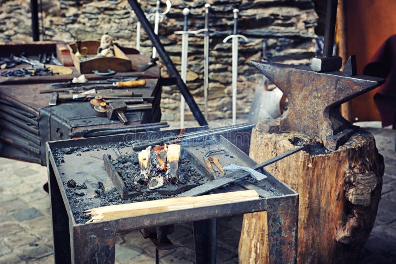 Working Process on Metal at Forge Stock Image - Image of manufacturing ...
